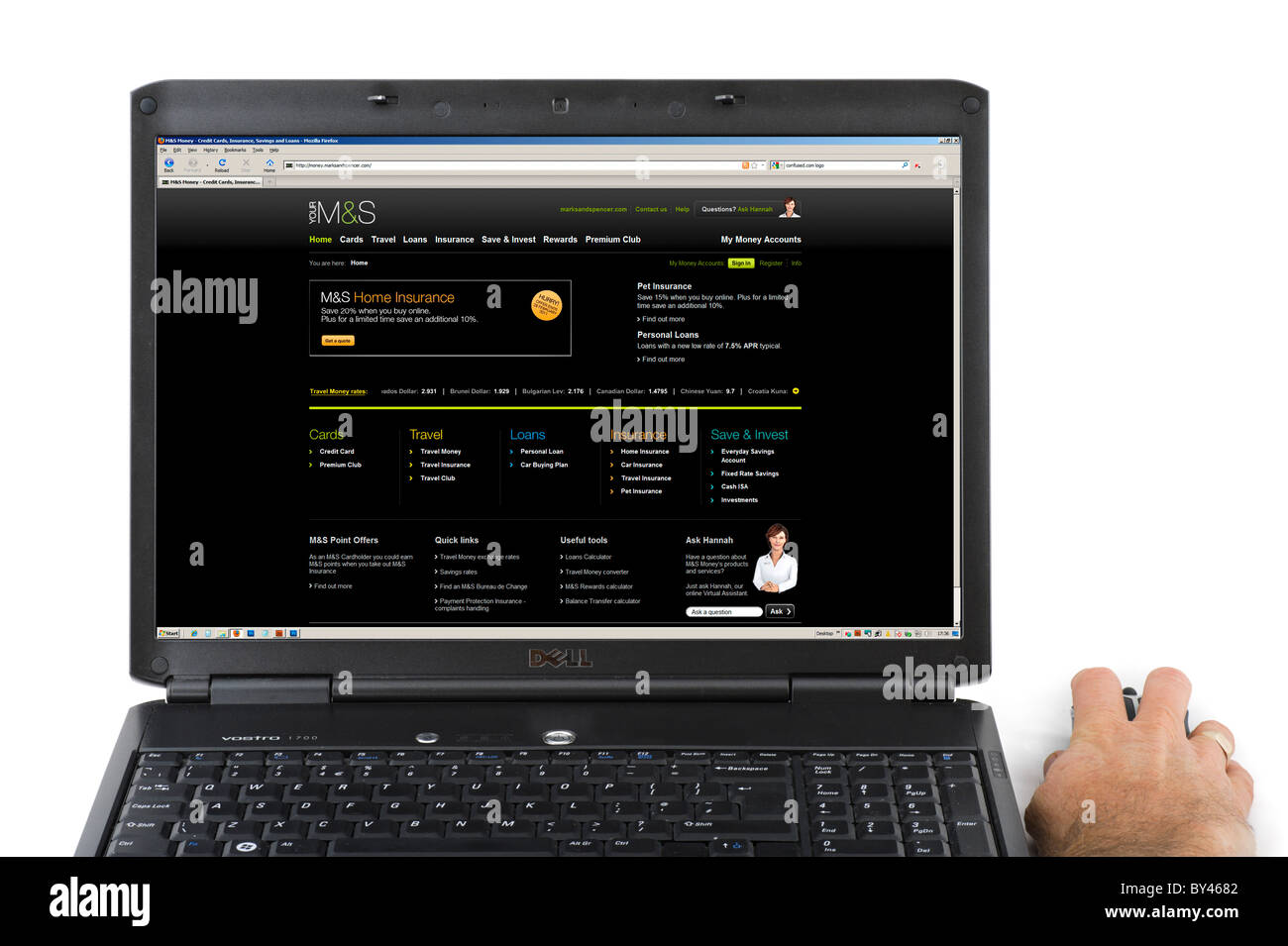 The Marks and Spencer financial services website, UK Stock Photo - Alamy