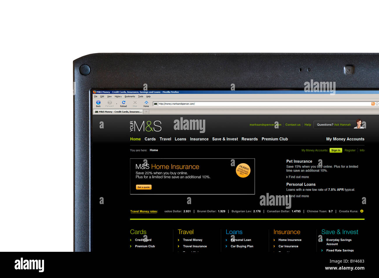 The Marks and Spencer financial services website, UK Stock Photo - Alamy