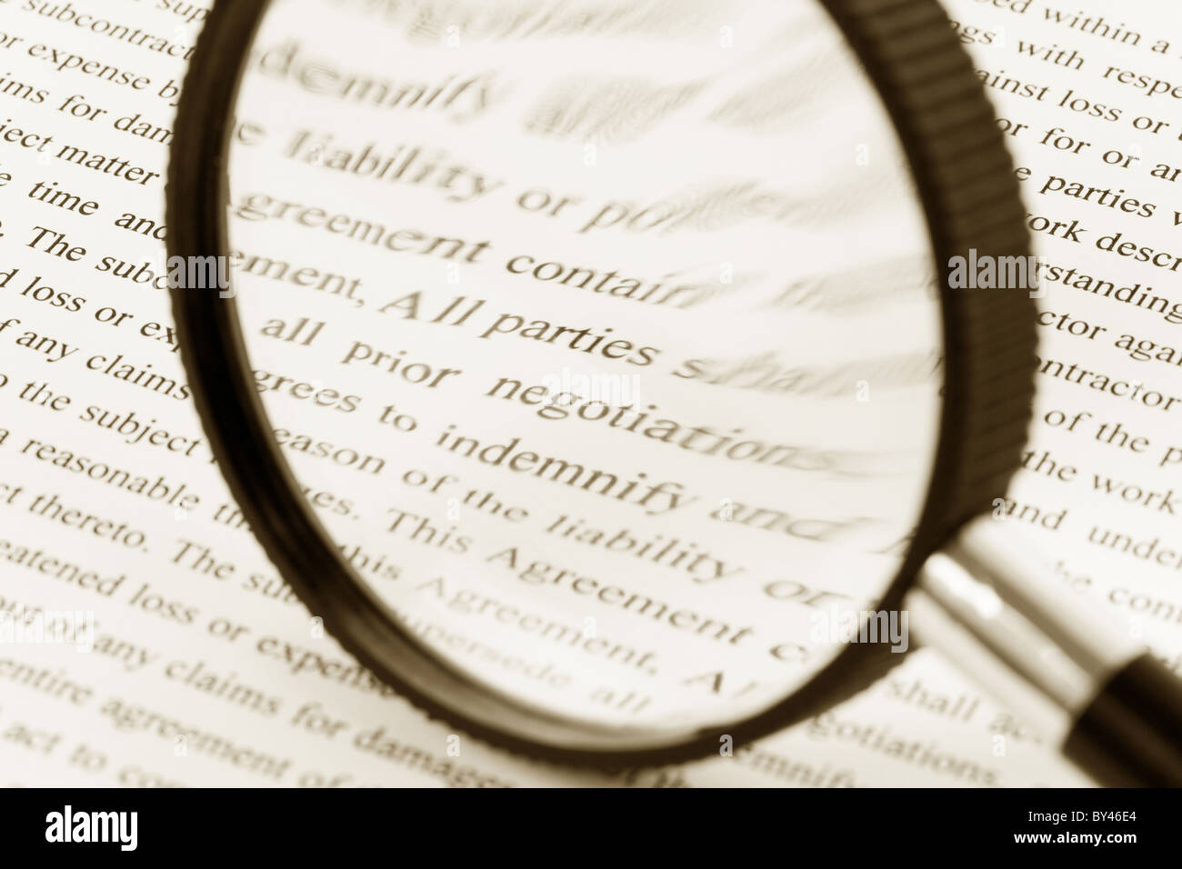 Magnifying Glass and document close up Stock Photo - Alamy