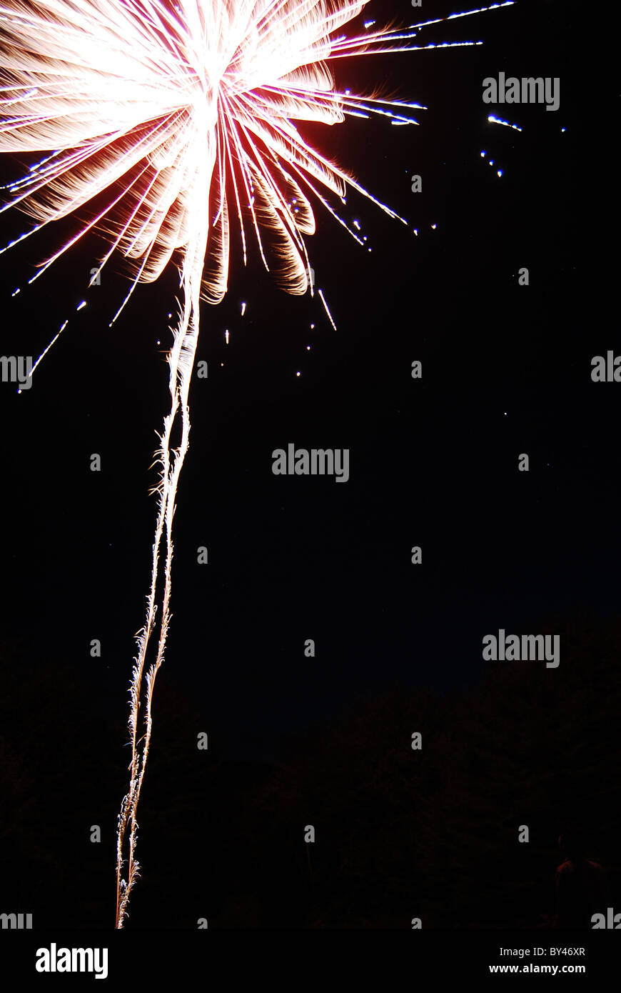 Time-lapse shot, capturing a fire work exploding into the wind Stock ...