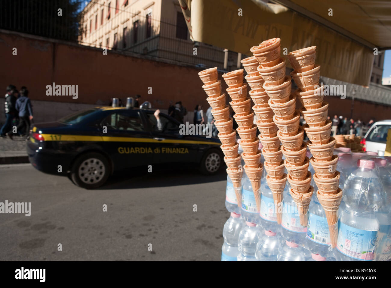 empty cones ice cream on stall street Rome Italy Europe Stock Photo - Alamy