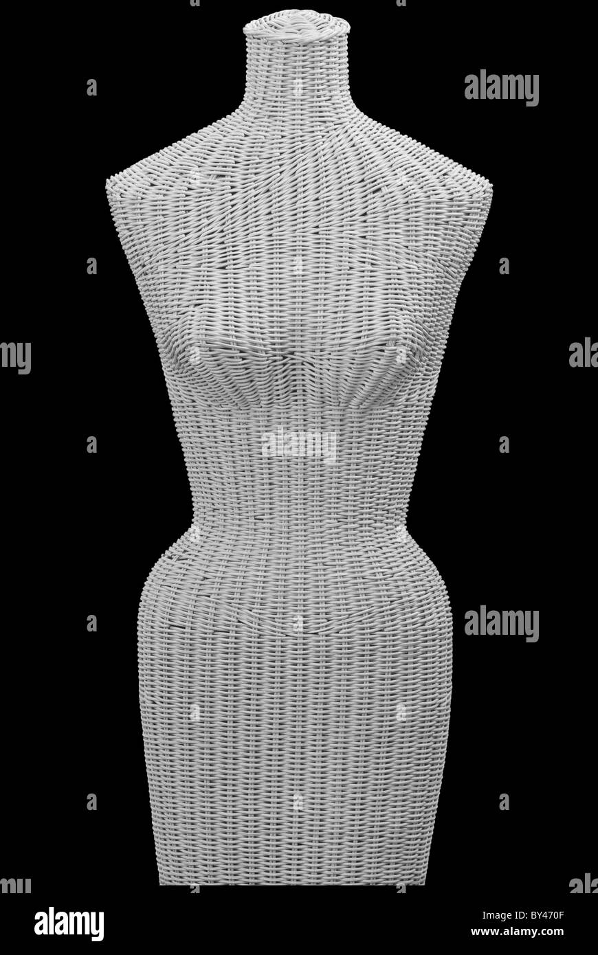 Vintage wicker mannequin front view neck to hips isolated Stock Photo ...