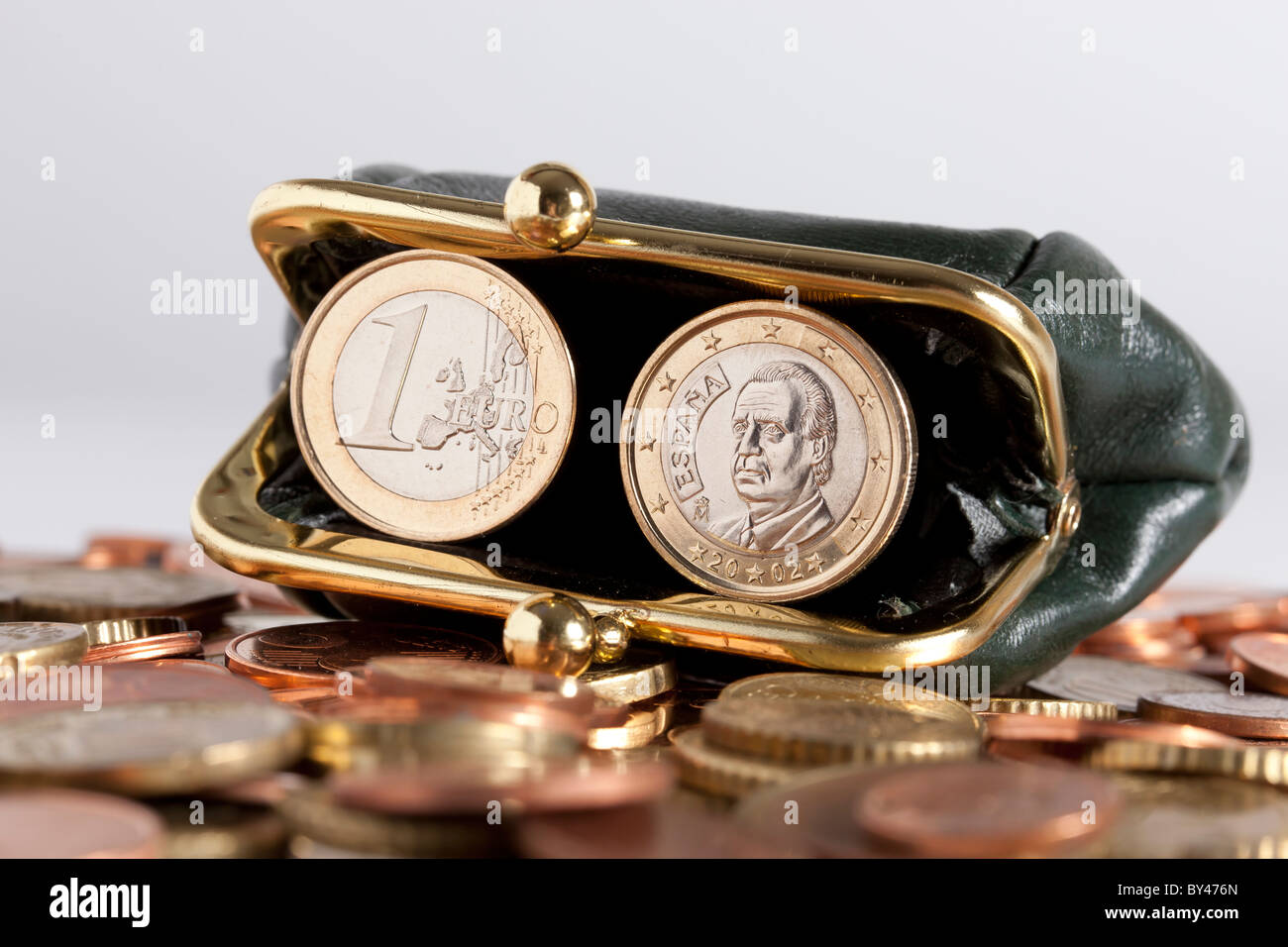 Spanish 1 Euro coin in a wallet Stock Photo - Alamy