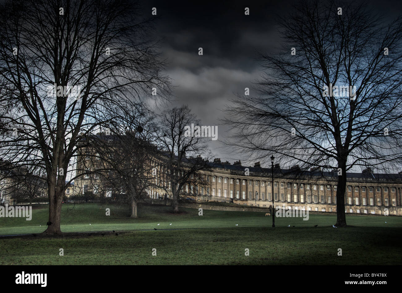 The Royal Crescent at Bath England with parkland Stock Photo - Alamy