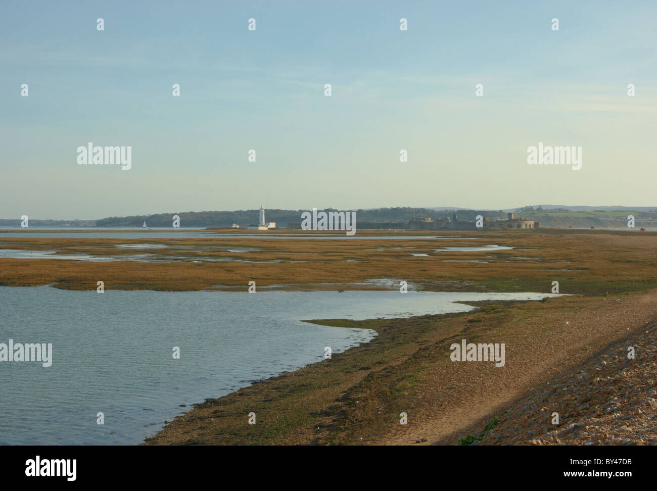 View to Hurst Castle from Hurst spit Stock Photo - Alamy