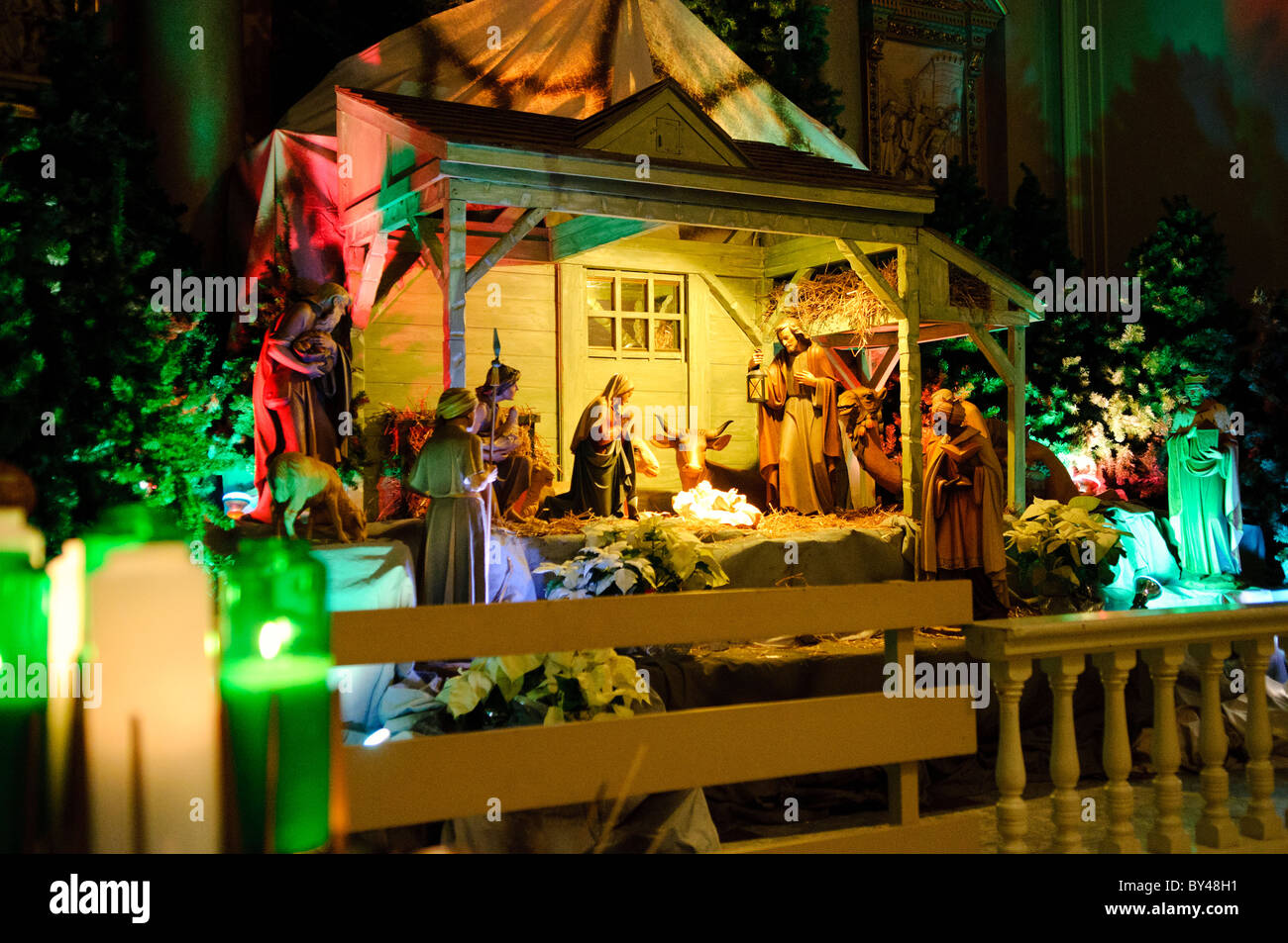 Nativity scene inside catholic church hi-res stock photography and ...