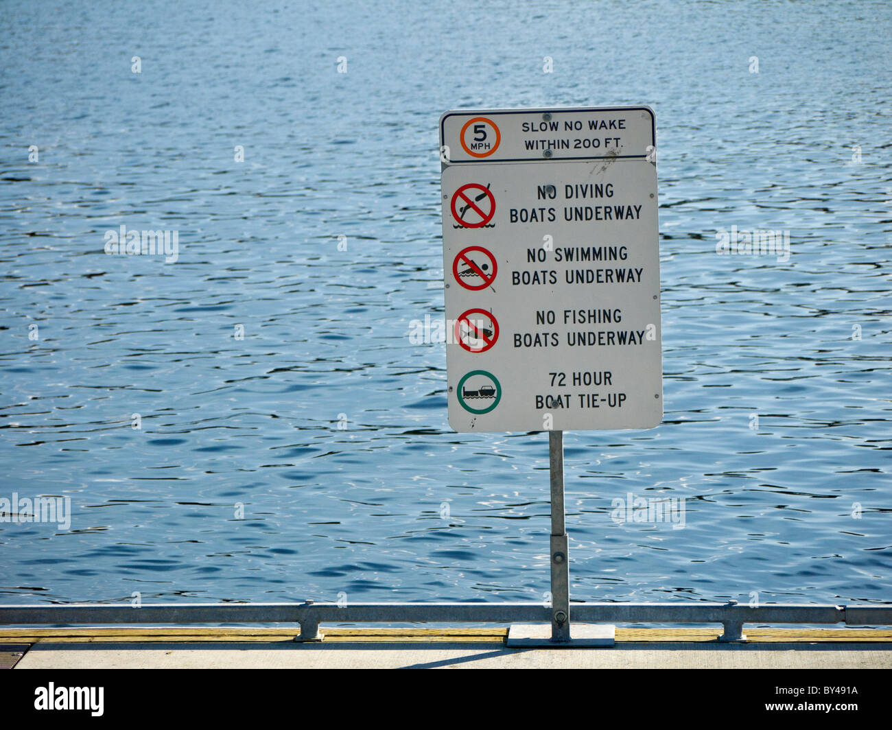 Warning sign on a river dock Stock Photo - Alamy