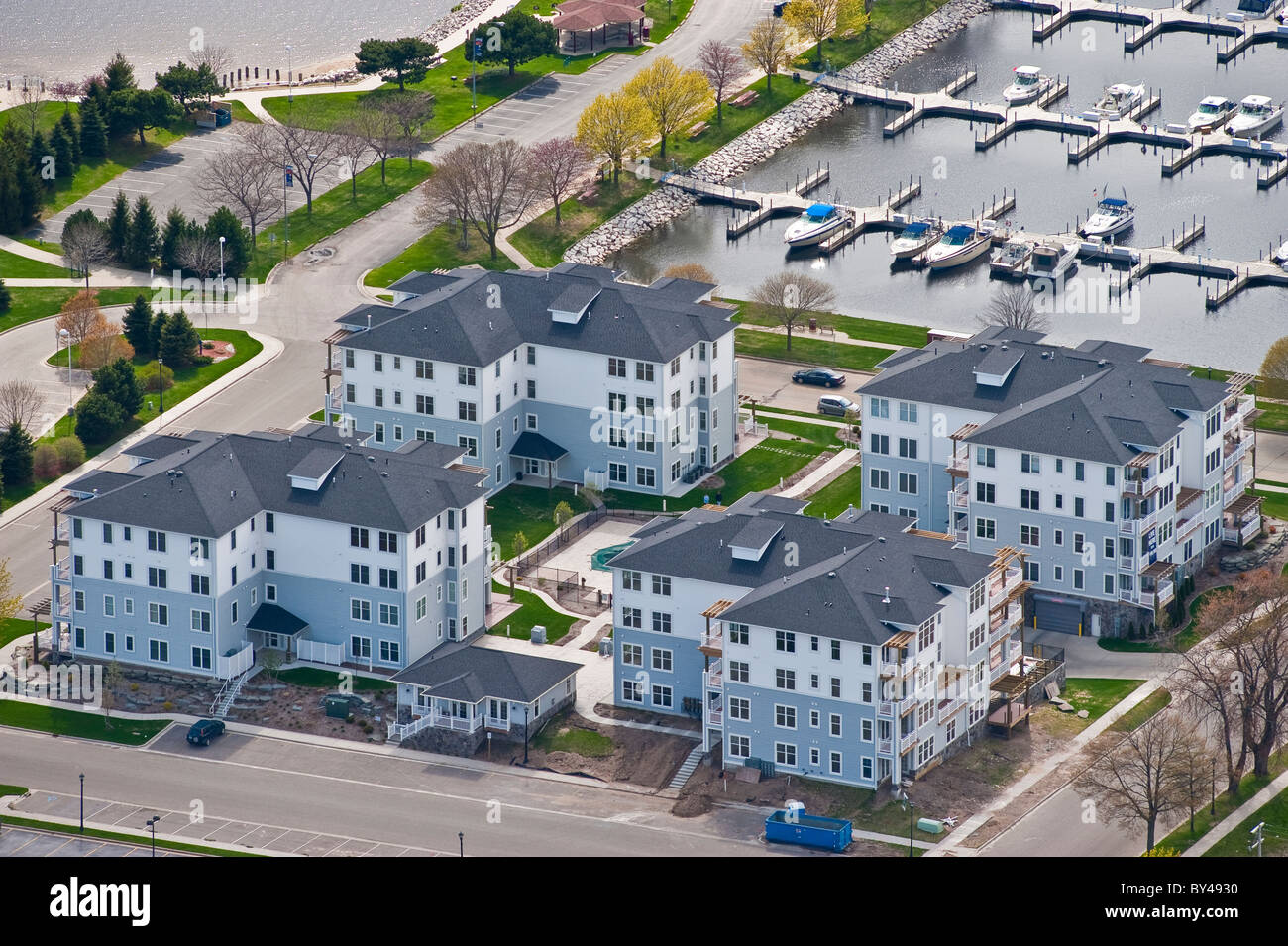 New condominium construction in near Lake Michigan harbors in Ludington ...