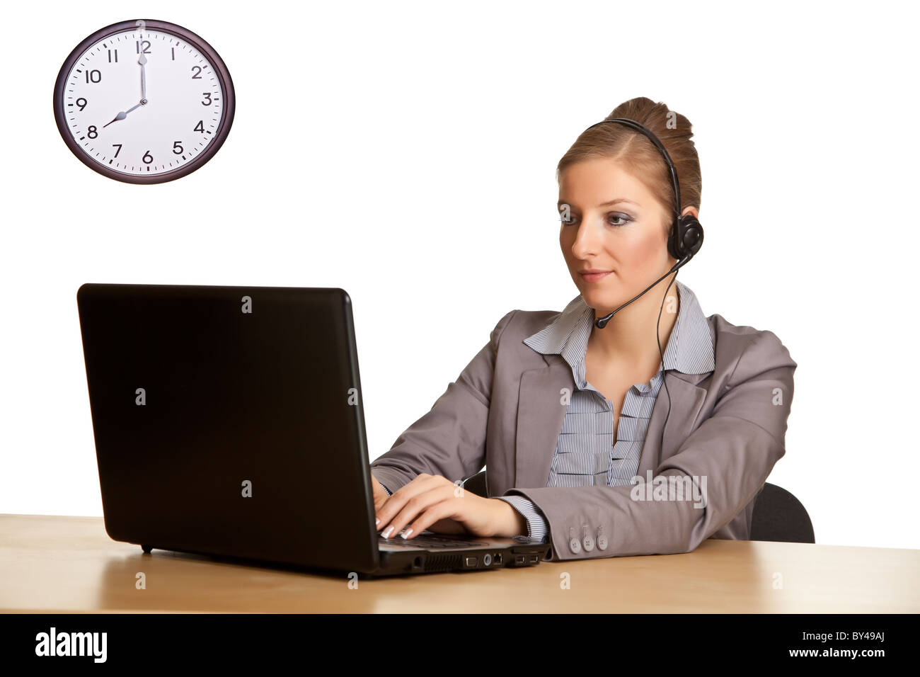 Woman office worker sitting Cut Out Stock Images & Pictures - Alamy