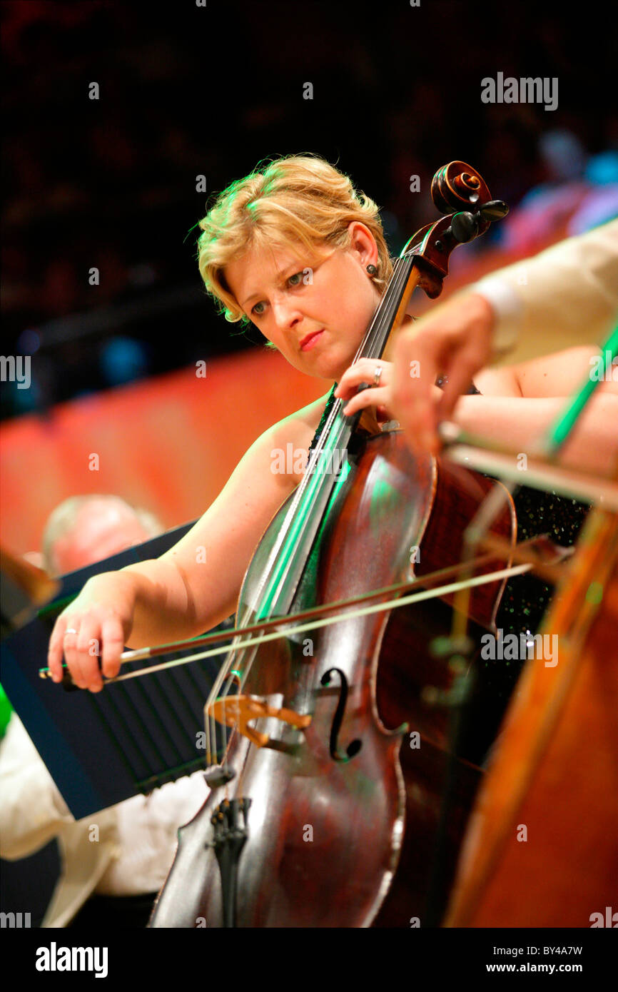 Cellist playing at the last Night Of The Proms, St Davids Hall, Cardiff ...