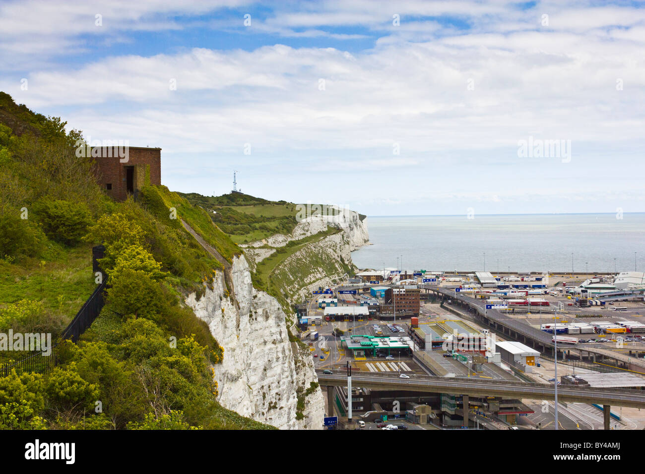 Dover Harbour as viewed from Dover Castle clifftops Stock Photo - Alamy