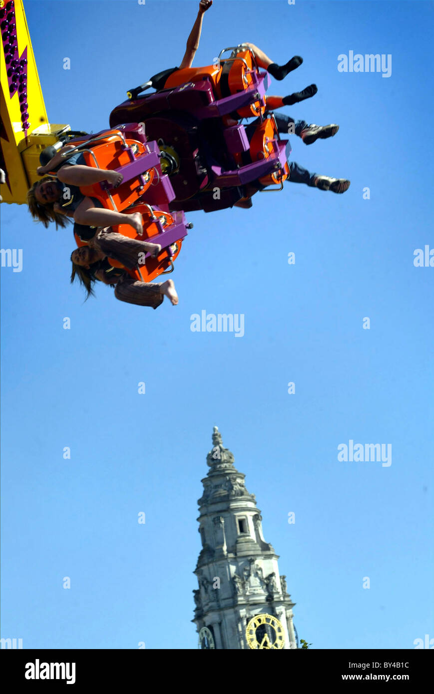 Roller coaster ride at The Big Weekend, Cardiff Stock Photo - Alamy