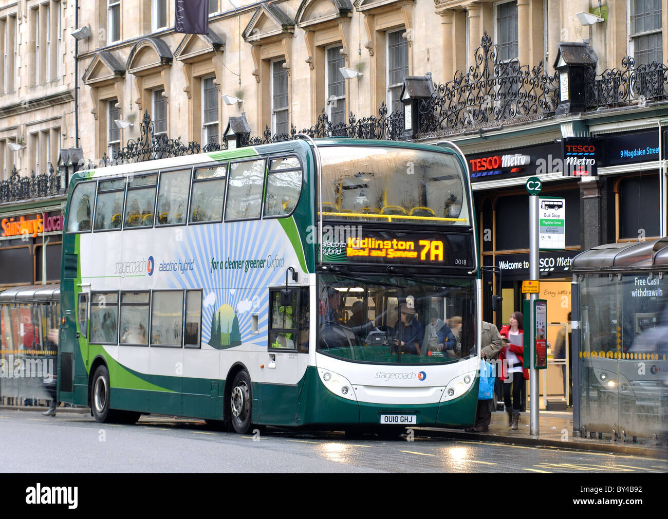 Stagecoach electric hybrid bus in Magdalen Street, Oxford, UK Stock ...