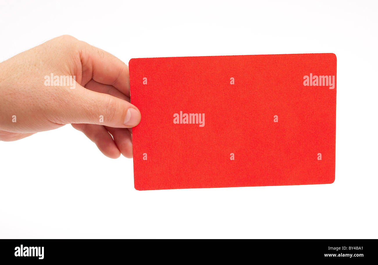Hand holding a red card Stock Photo - Alamy