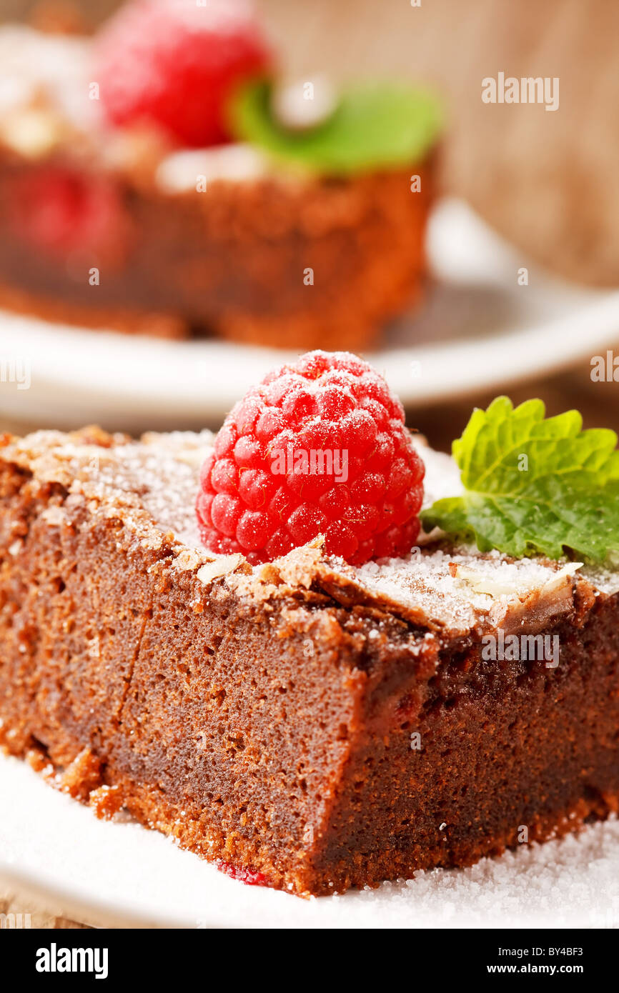 chocolate cake with raspberry Stock Photo - Alamy