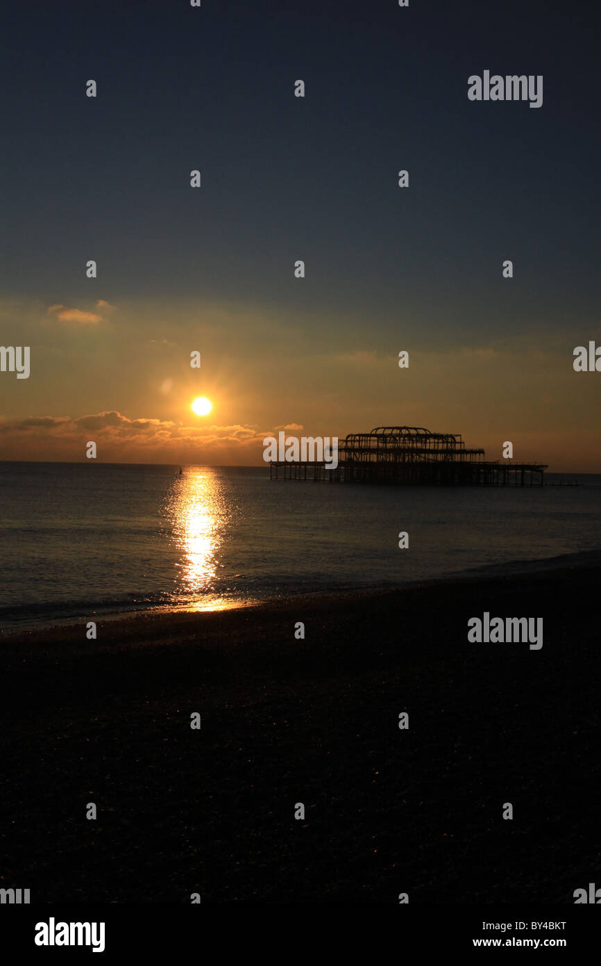 A Classic Sunset at the old Brighton Pier Stock Photo - Alamy