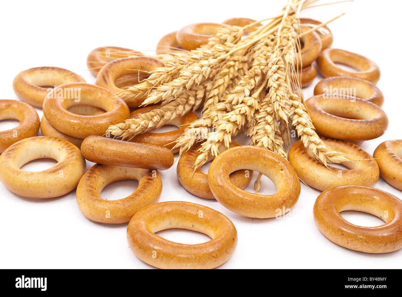 Bagels with wheat ears Stock Photo - Alamy