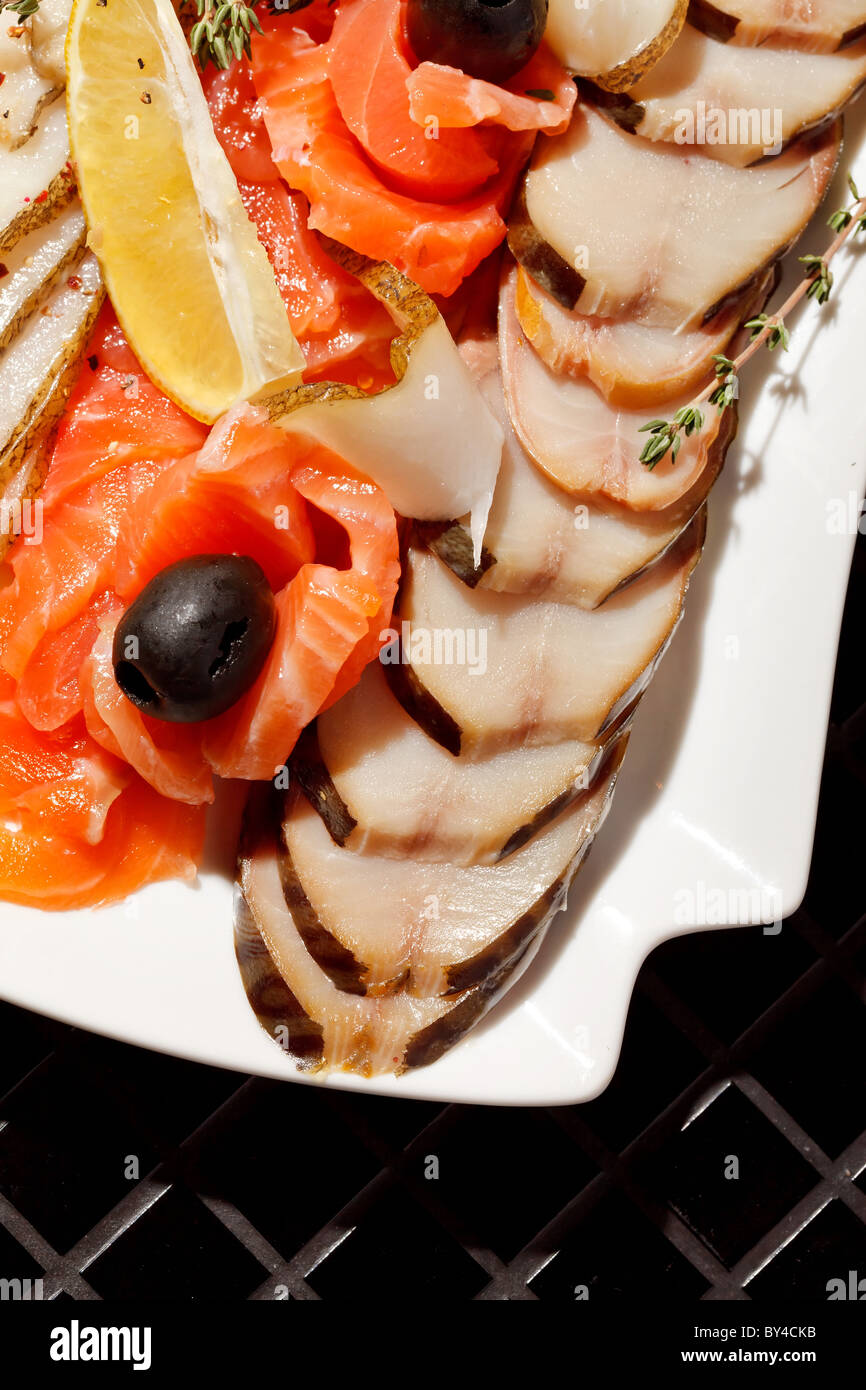 Fish delicacies on a festive table Stock Photo - Alamy