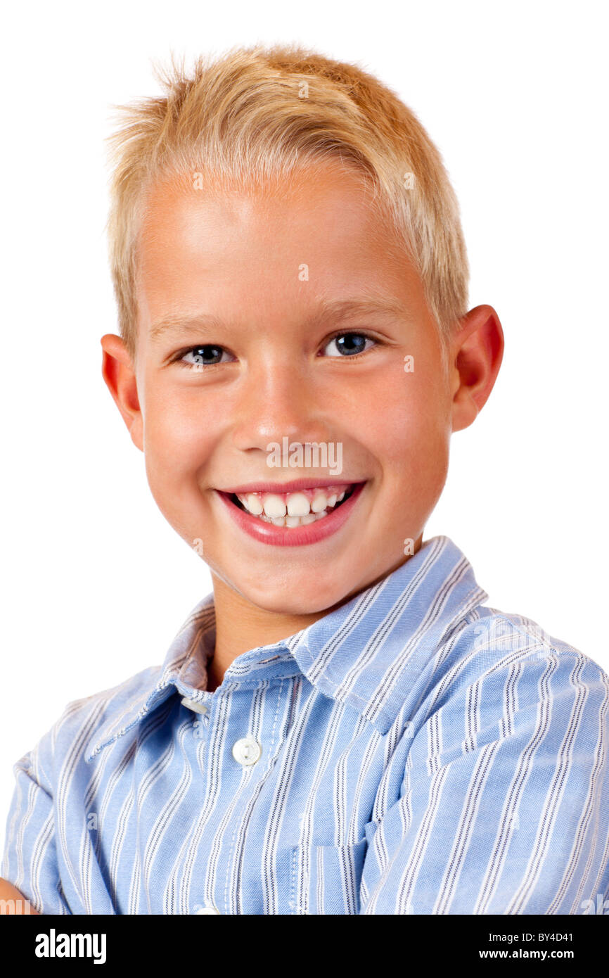 Portrait of young smiling boy. Isolated on white background Stock Photo ...