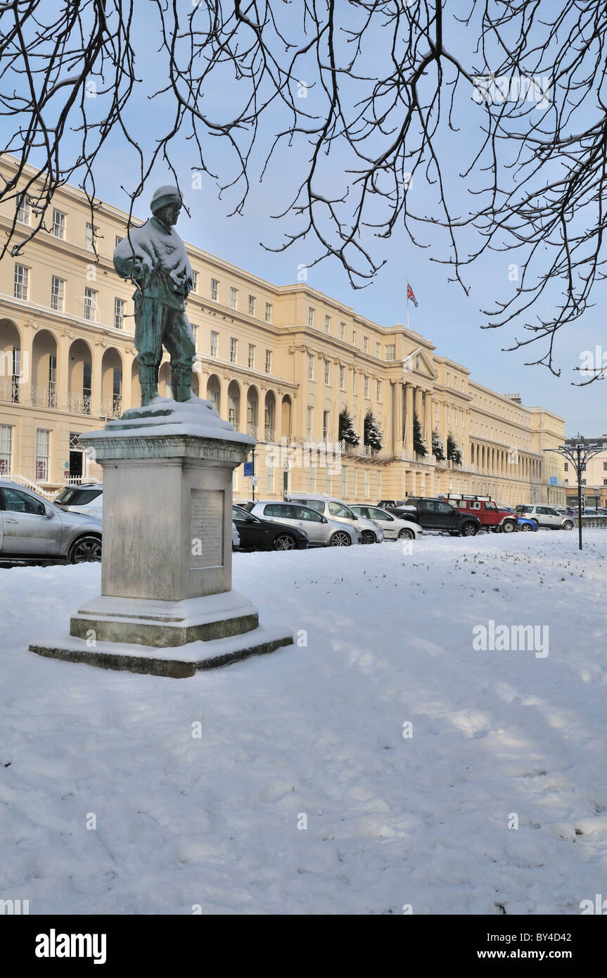 Edward Adrian Wilson's statue, a polar explorer, stands in front of the ...