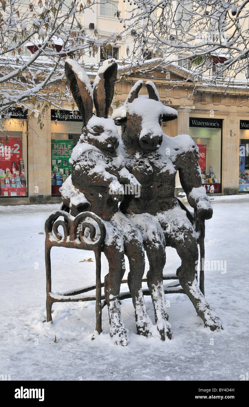 The Minotaur and the Hare by Sophie Ryder in winter Stock Photo - Alamy
