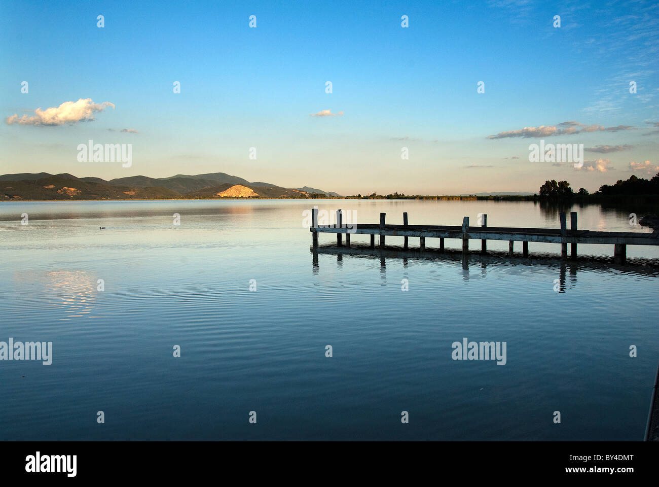 The lake Lago di Massaciuccoli, in Torre del Lago Puccini near ...