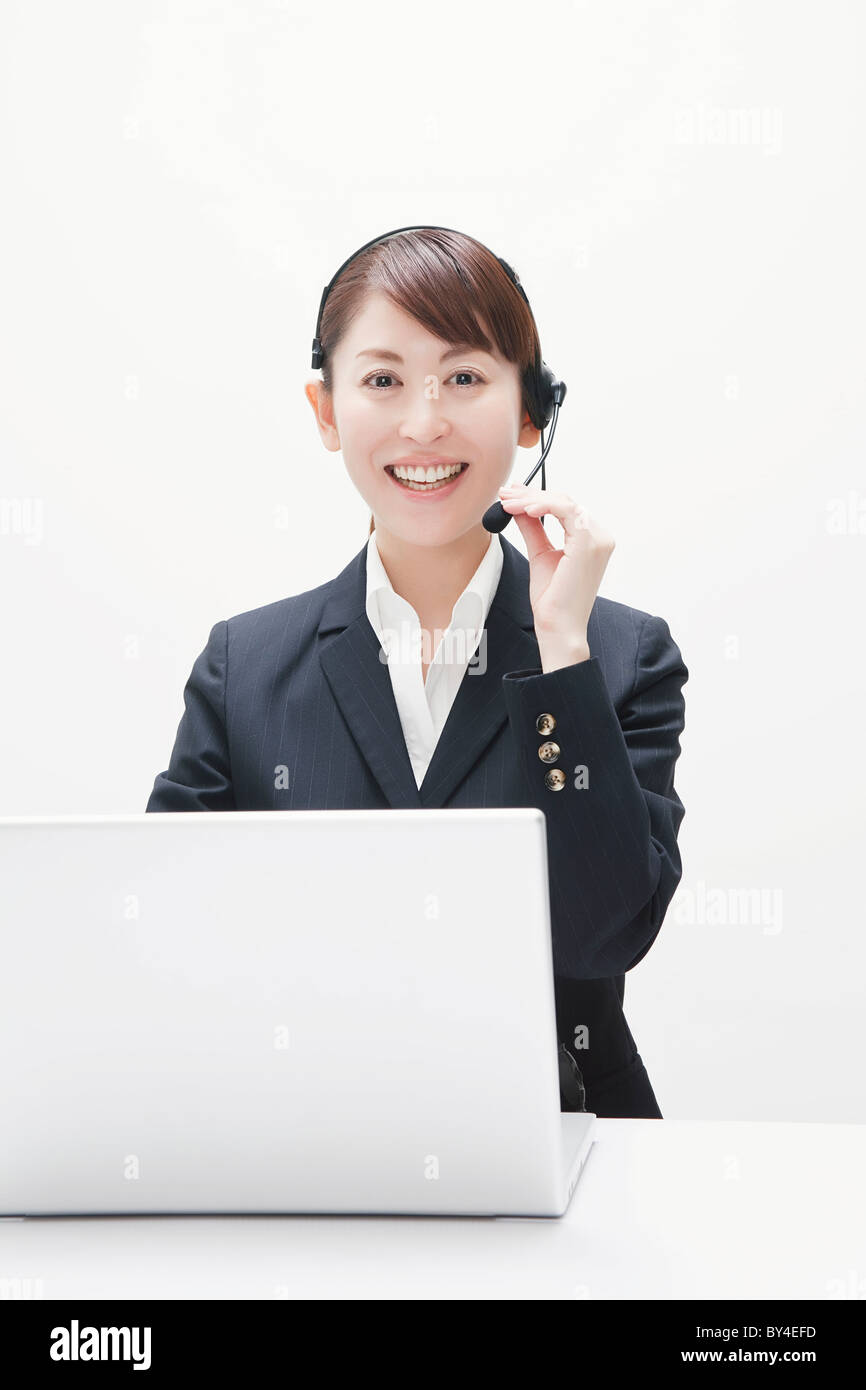 Wearing a headset Cut Out Stock Images & Pictures - Alamy