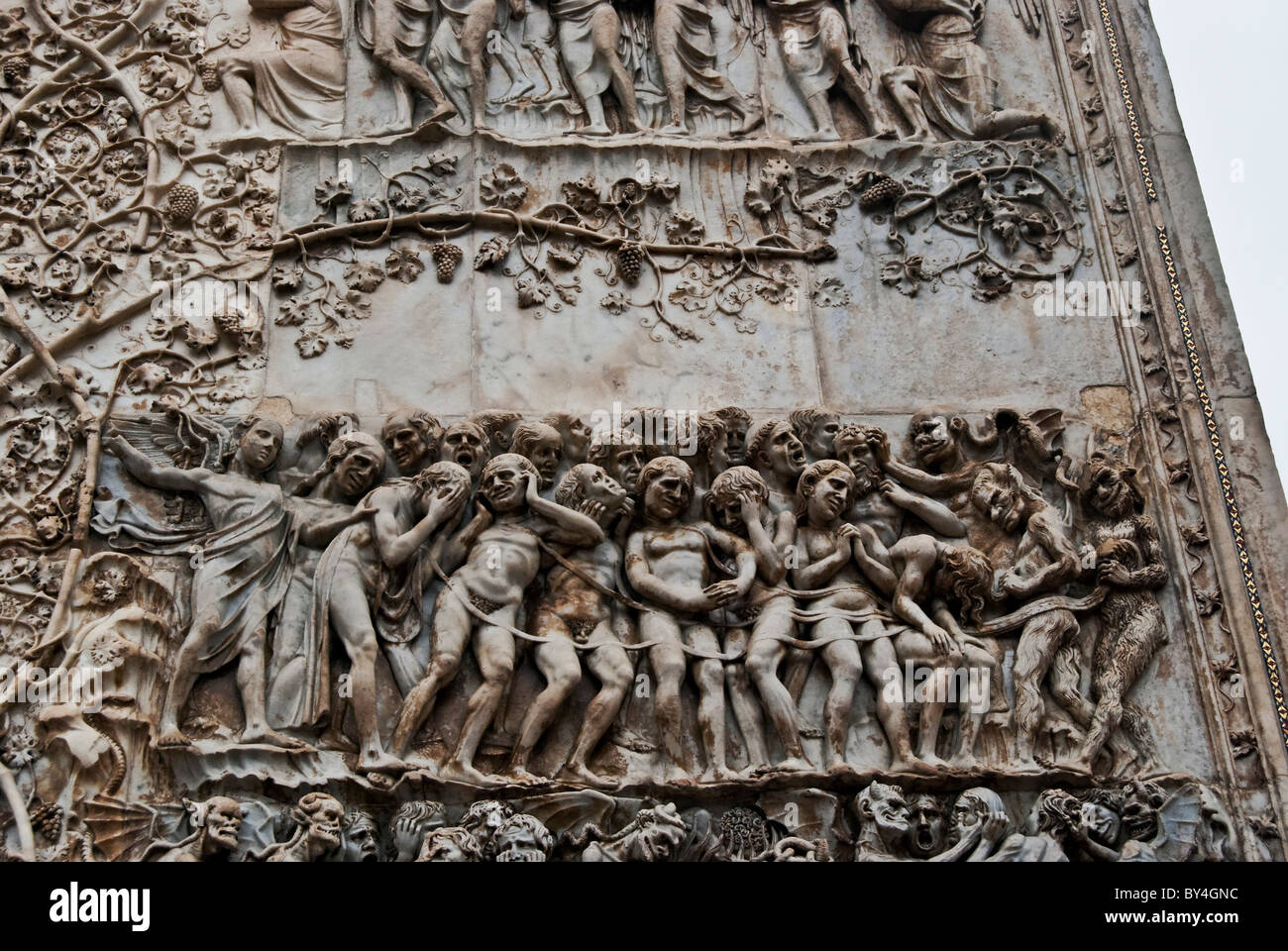 Front right pylon with bas-relief of the Last Judgement of Dome of ...