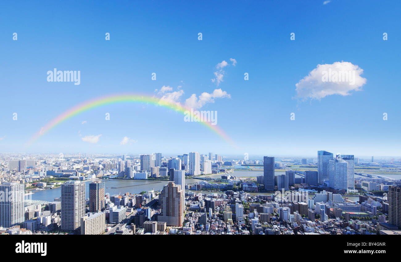 Rainbow Over Tokyo Stock Photo - Alamy