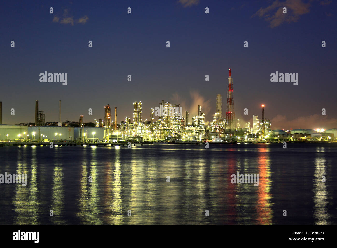 Factories at Night Stock Photo - Alamy