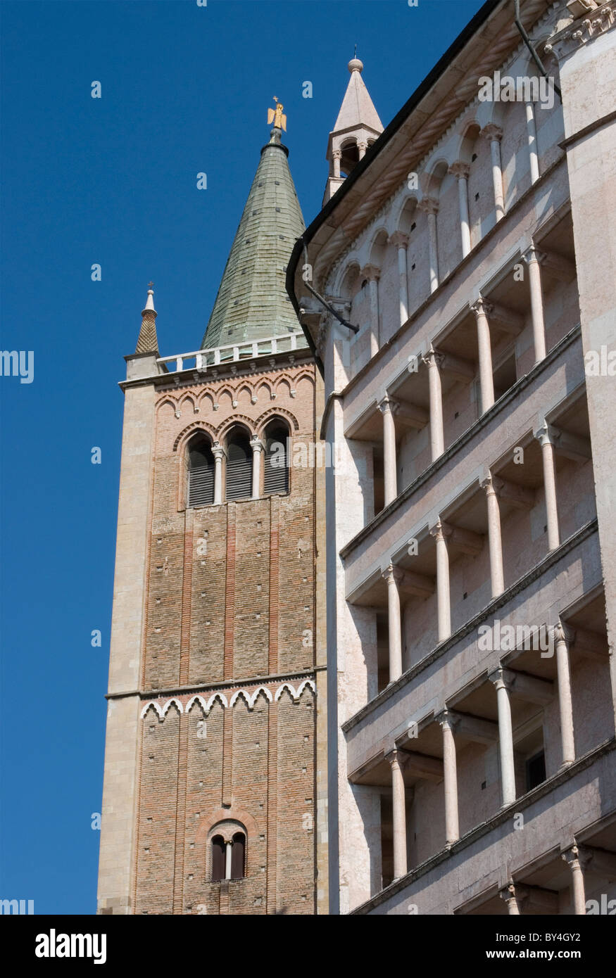 Duomo tower and Baptistery - Parma - Emilia Romagna - Italy Stock Photo ...