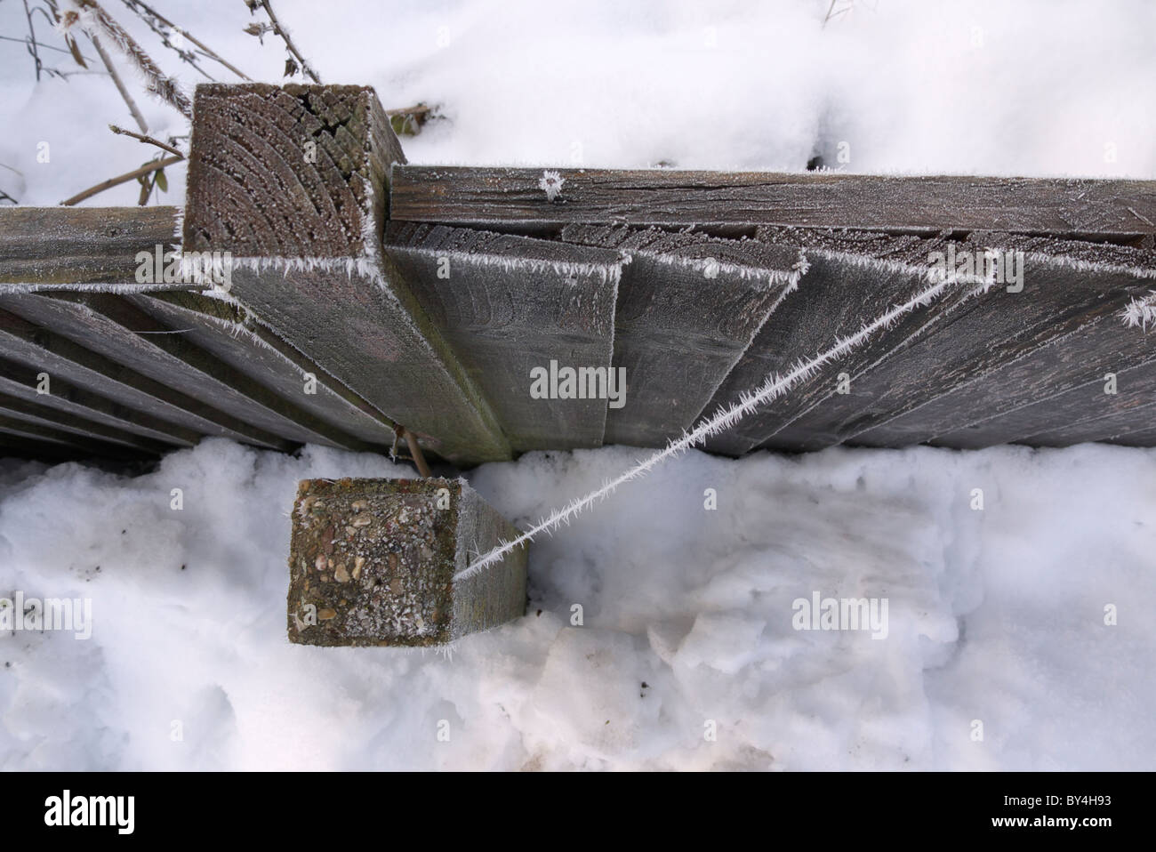 Spikes of a heavy frost stand off the fence Stock Photo - Alamy