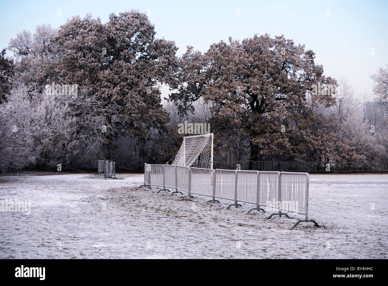 Frozen football field Stock Photo - Alamy
