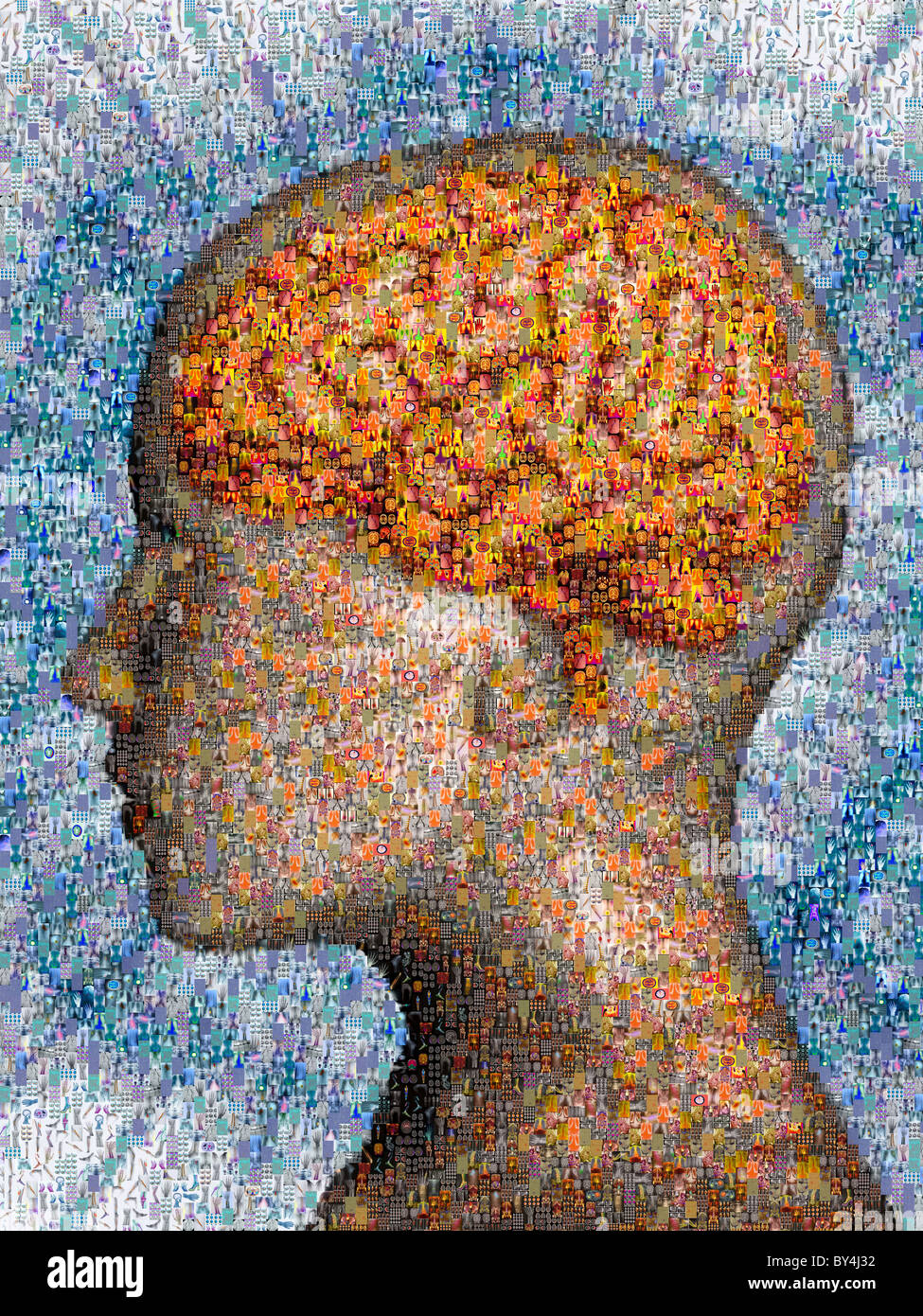 Photomosaic image of the human brain within the head Stock Photo - Alamy