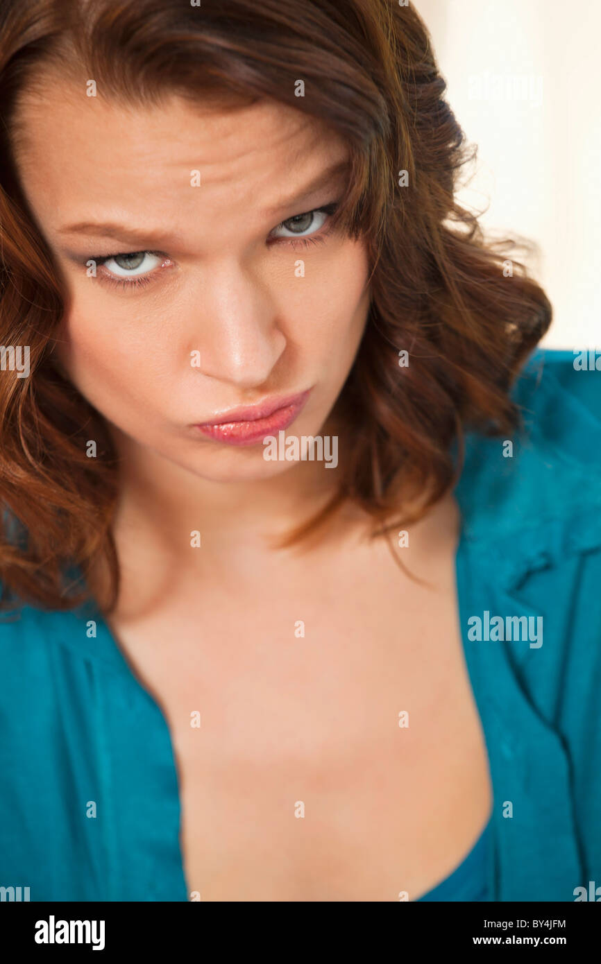 Young woman pouting Stock Photo - Alamy Young woman pouting Stock Photo - Alamy