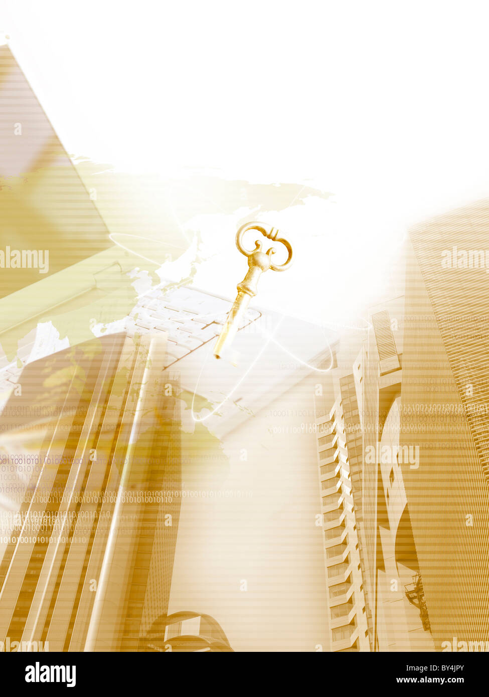 Global Business Image with Key and Laptop Stock Photo - Alamy