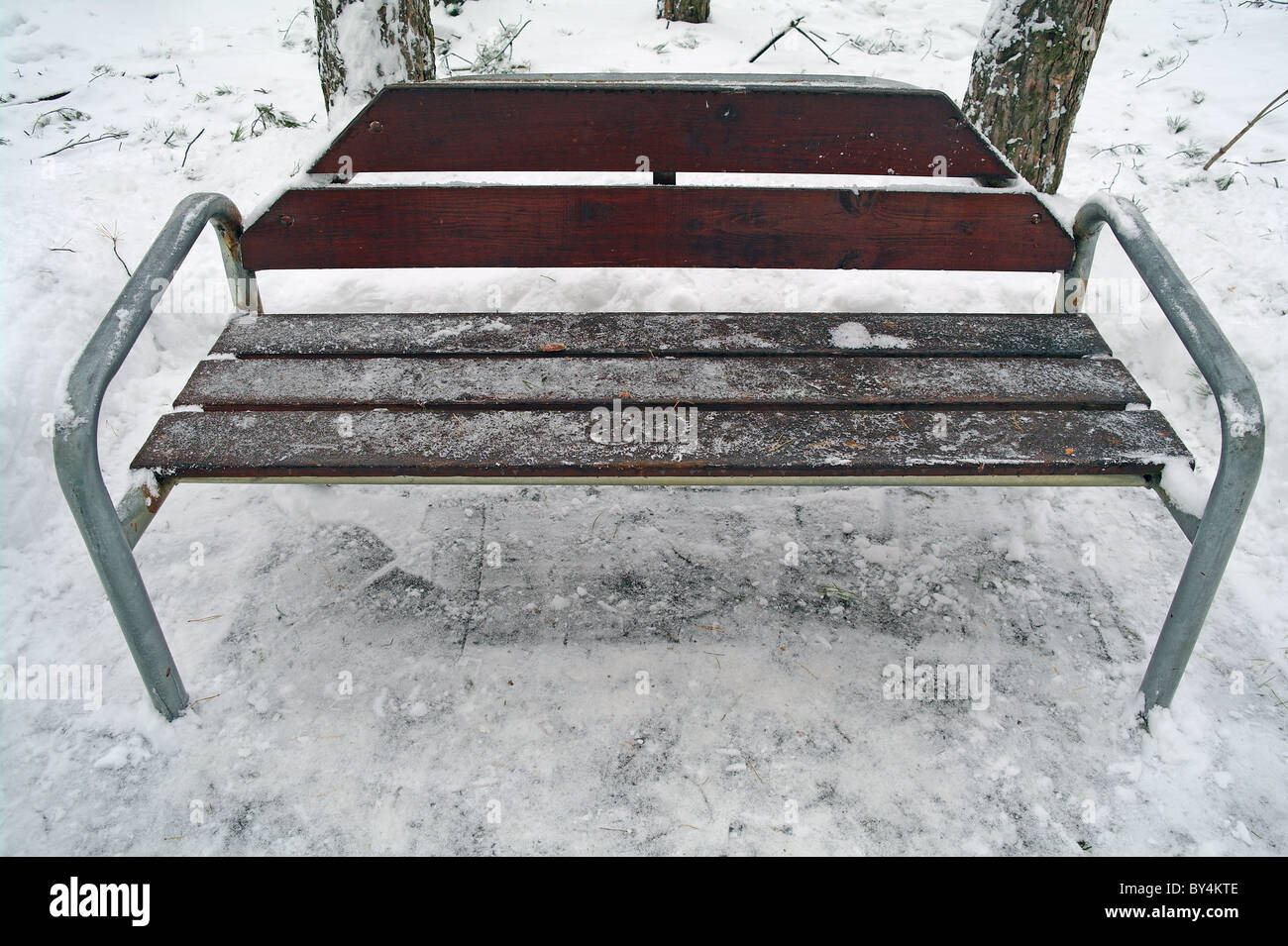 Bench in park in the winter, Domodedovo, Moscow Region, Russia Stock ...