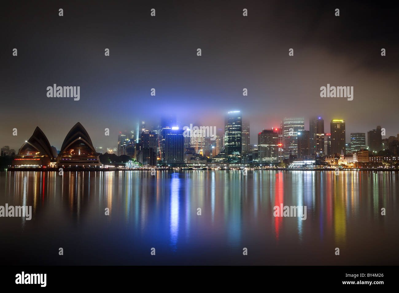 Sydney harbour skyline on a humid night Stock Photo - Alamy