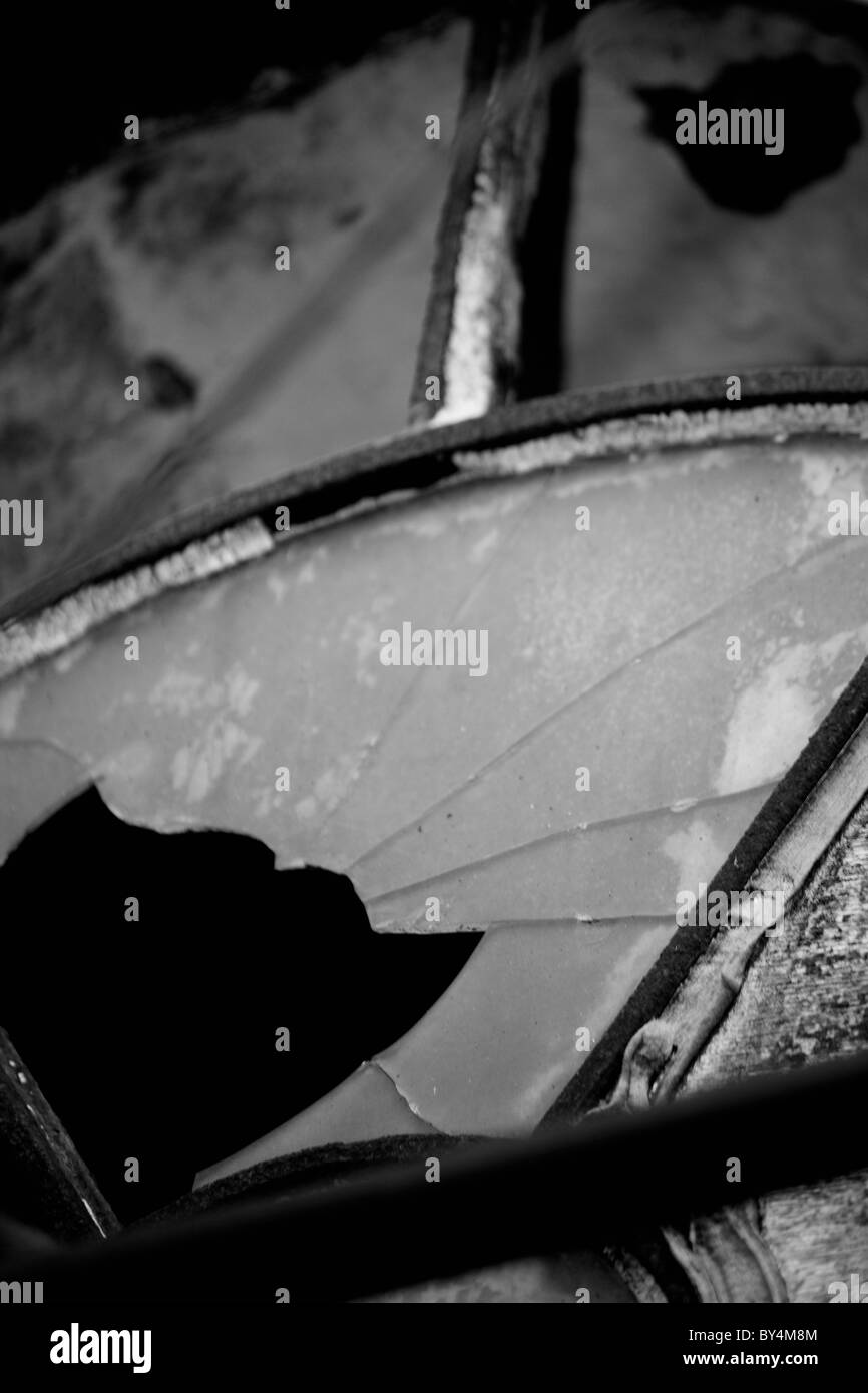 Broken glass window Black and White Stock Photos & Images - Alamy