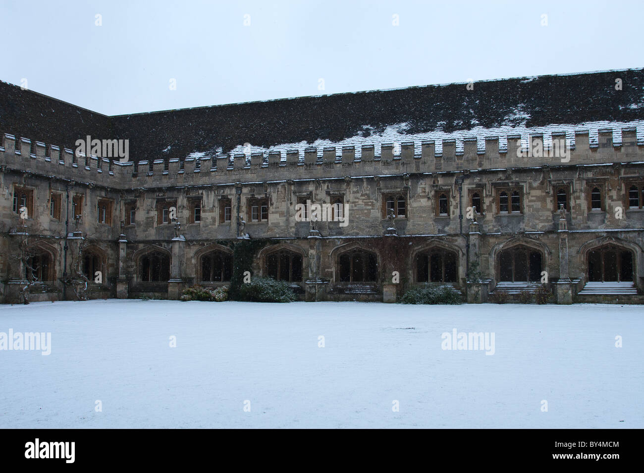 College snow scene Stock Photo - Alamy