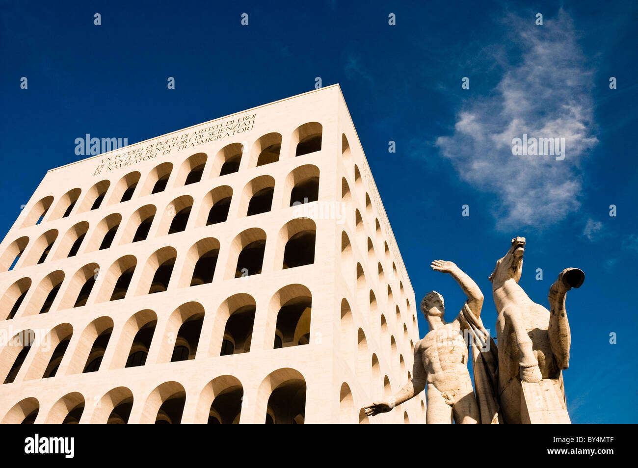 Mussolini monument in the neighborhood of the Eur, on the neighbors of ...