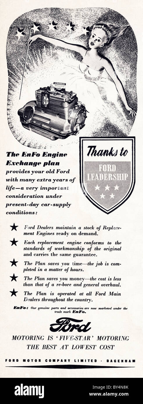 1950s advertisement for Ford Motor Company EnFo engine exchange plan ...