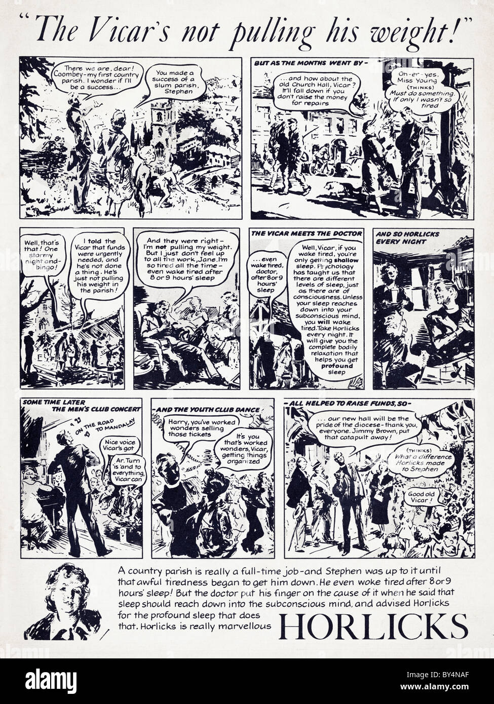 1950s full page advertisement for Horlicks night time drink in the ...