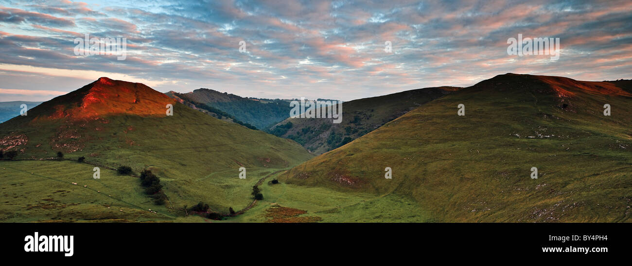 First light of the day catching Thorpe Cloud from Thorpe Pastures, near ...