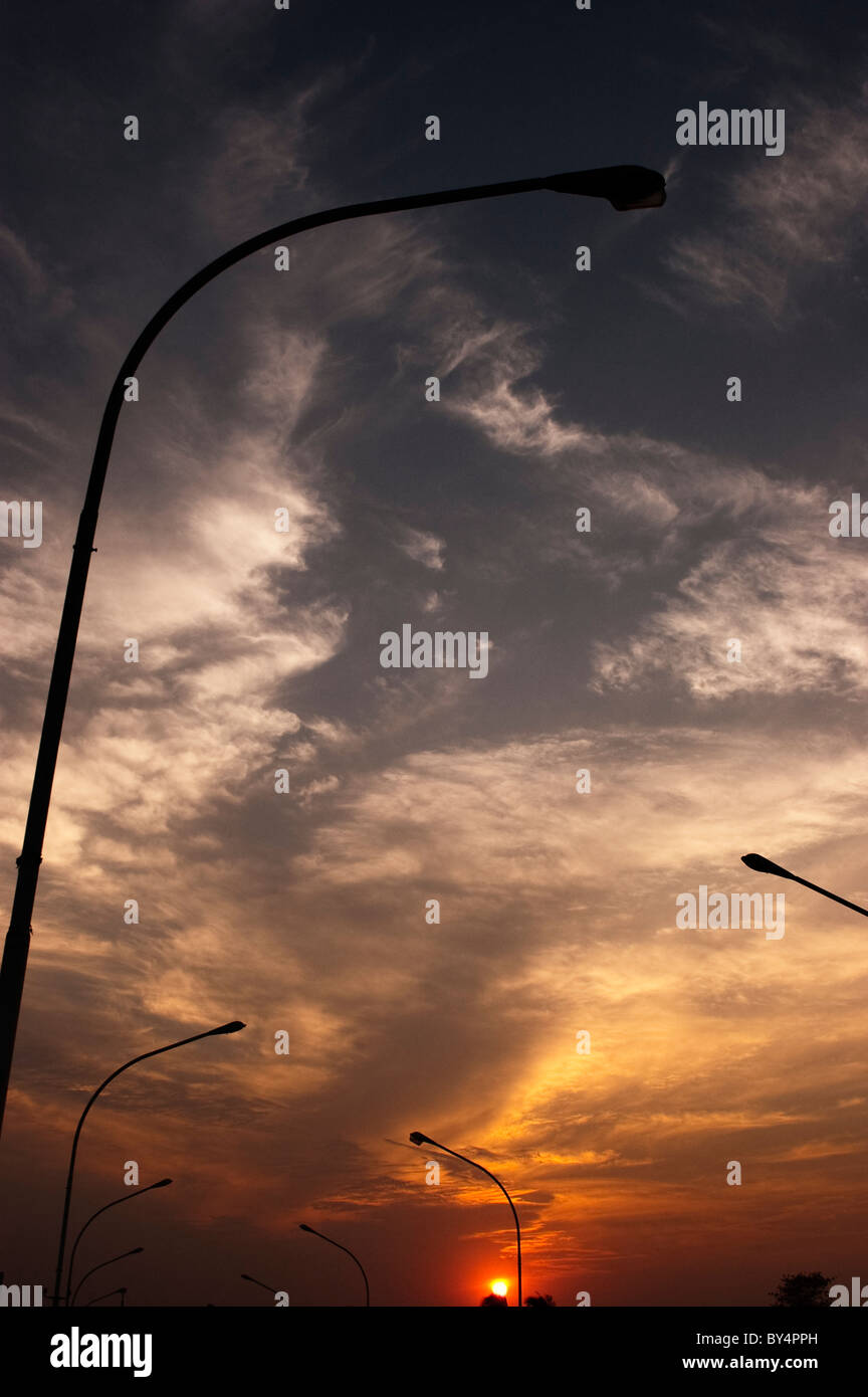 vertical photography street lights at dusk Stock Photo - Alamy