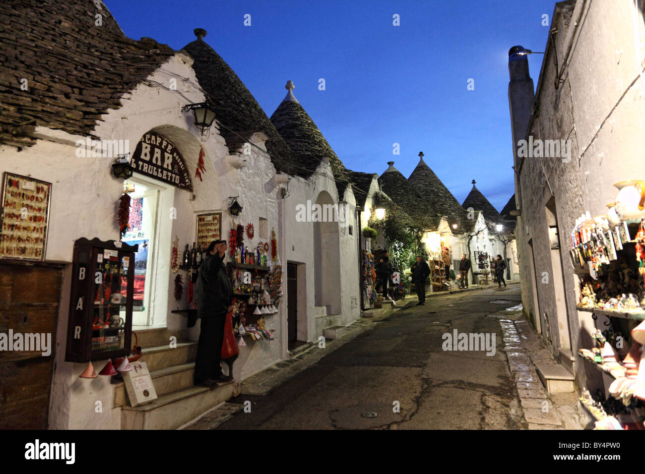 night view of alberobello Stock Photo - Alamy