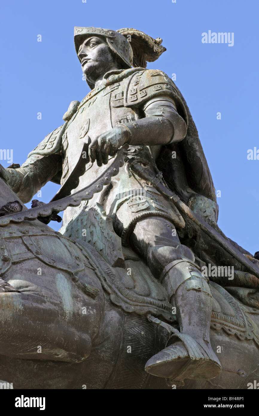 Bronze statue of King Joao I (1357 - 1433), Praca da Figueira, Lisbon ...