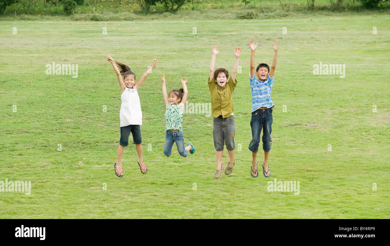 Kids jumping, Chiba Prefecture, Honshu, Japan Stock Photo - Alamy