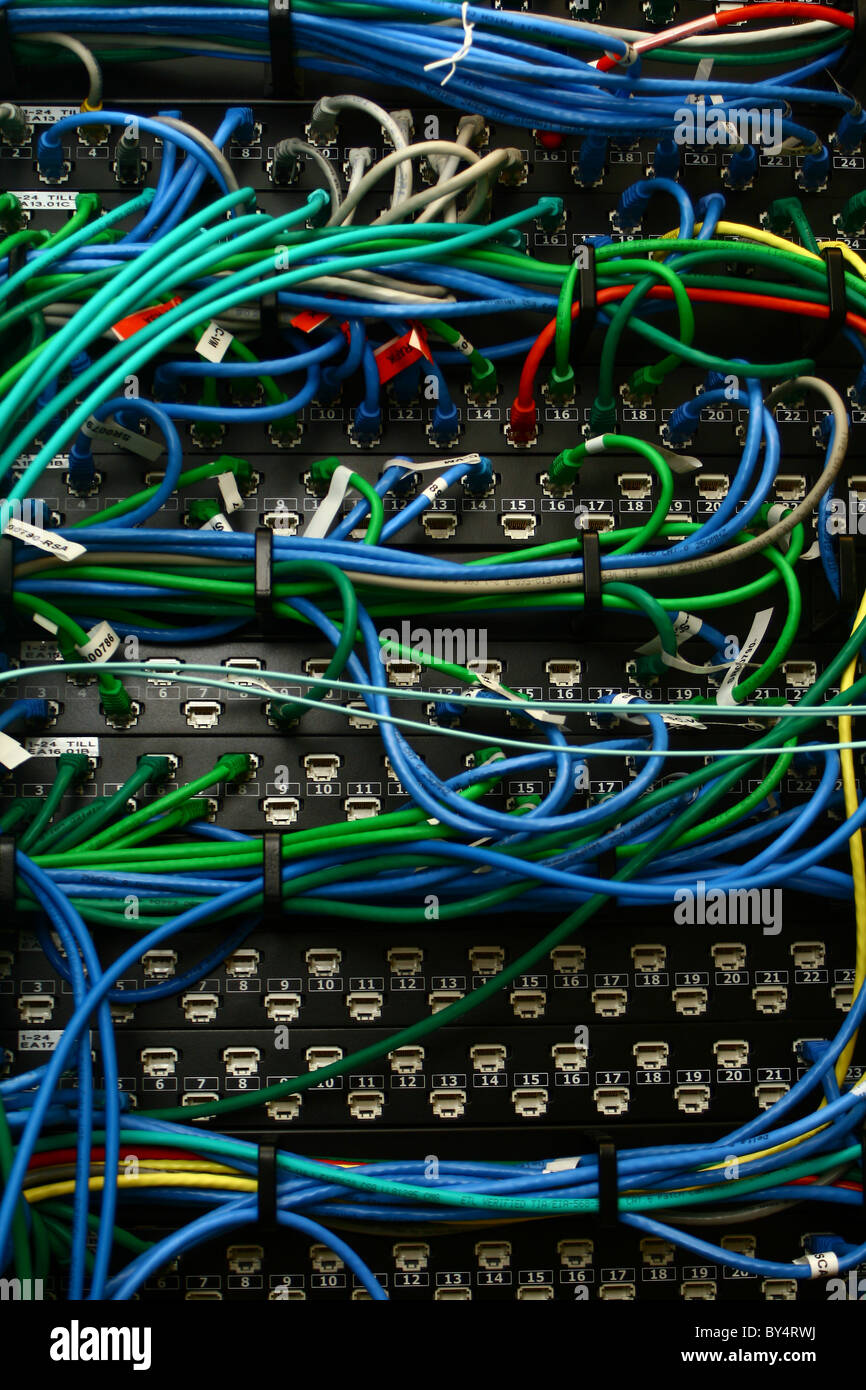 Ethernet cables in many colours Stock Photo - Alamy