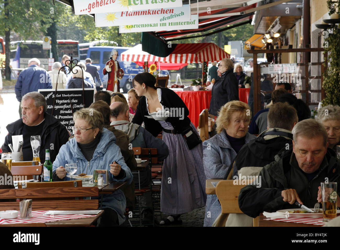 Germany Bavaria Berchtesgaden land Bavarian lunch outdoor cafe gasthaus ...